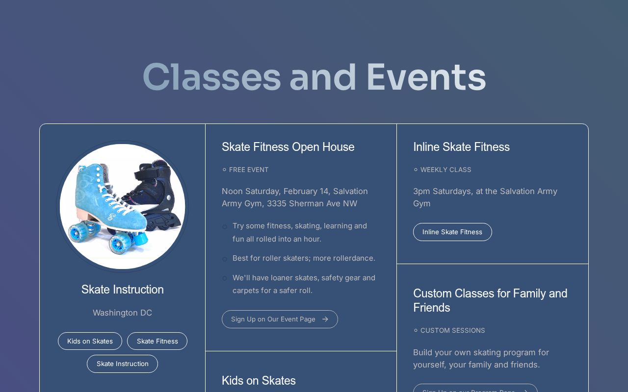 Inline and Roller Skating Events Calendar